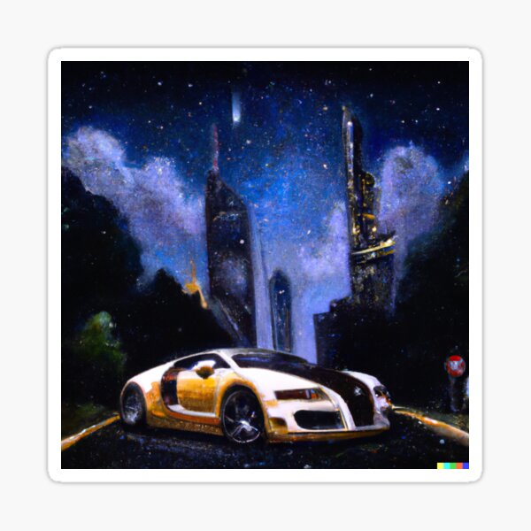 "Bugatti in the street" Sticker for Sale by SpaceCars | Redbubble