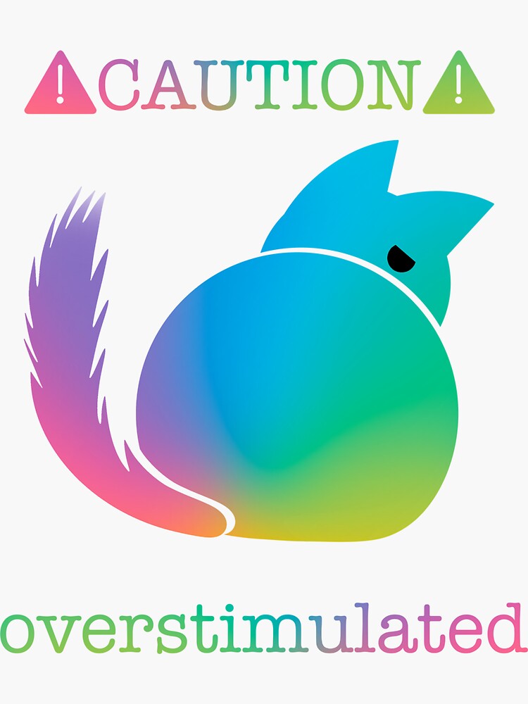 "Neurodiversity Pride - Overstimulated Cat - Black" Sticker for Sale by ...