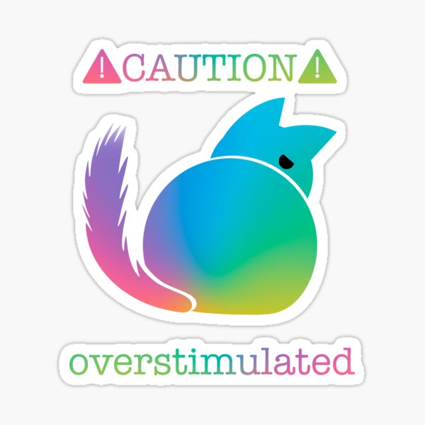 "Neurodiversity Pride - Overstimulated Cat - Black" Sticker for Sale by ...