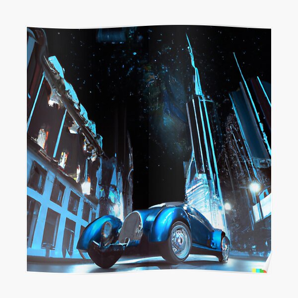 "Classic Bugatti in the street" Poster for Sale by SpaceCars | Redbubble
