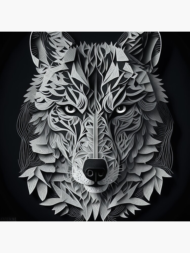 "Majestic Wolf paper cut craft " Sticker for Sale by MotivStyle | Redbubble