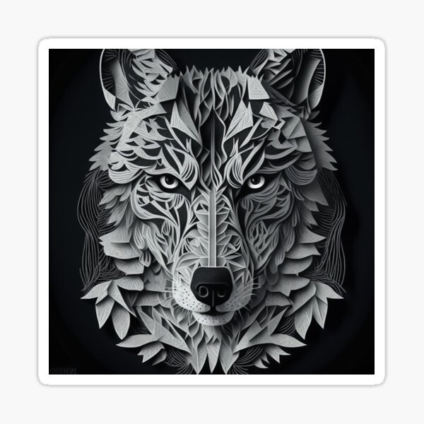 "Majestic Wolf paper cut craft " Sticker for Sale by MotivStyle | Redbubble