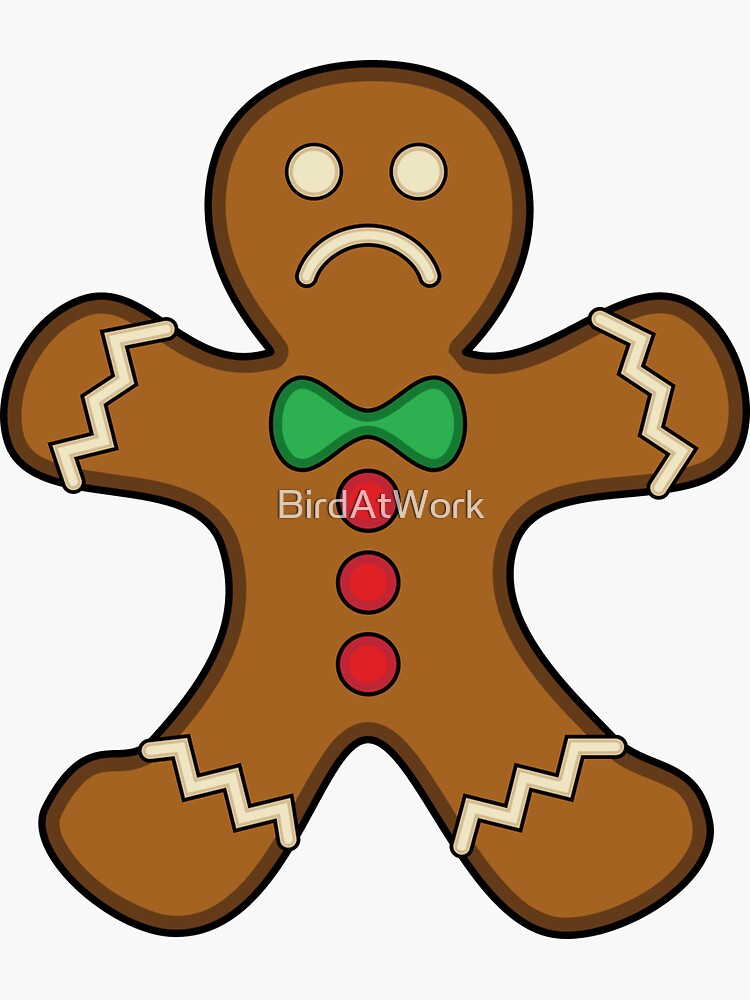 "Sad Gingerbread Man" Sticker for Sale by BirdAtWork | Redbubble
