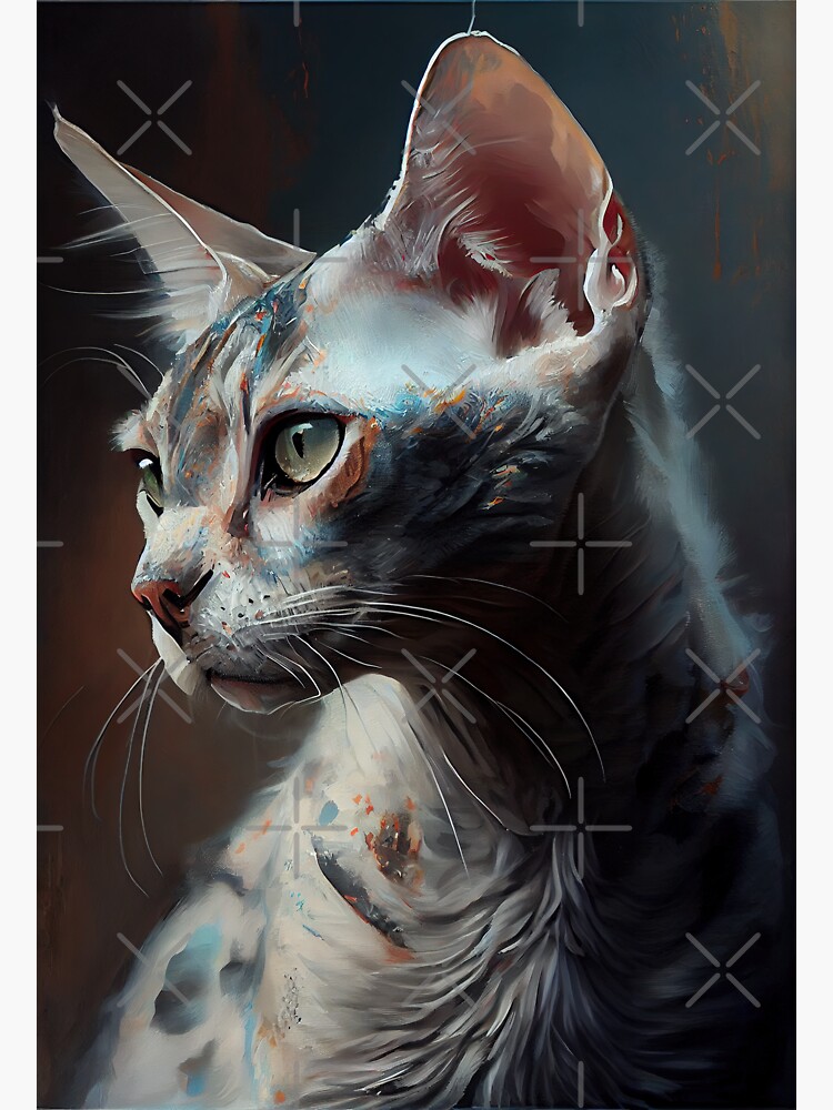 "Devon Rex Cat - Oil paint" Sticker for Sale by ABArtByAlexST | Redbubble