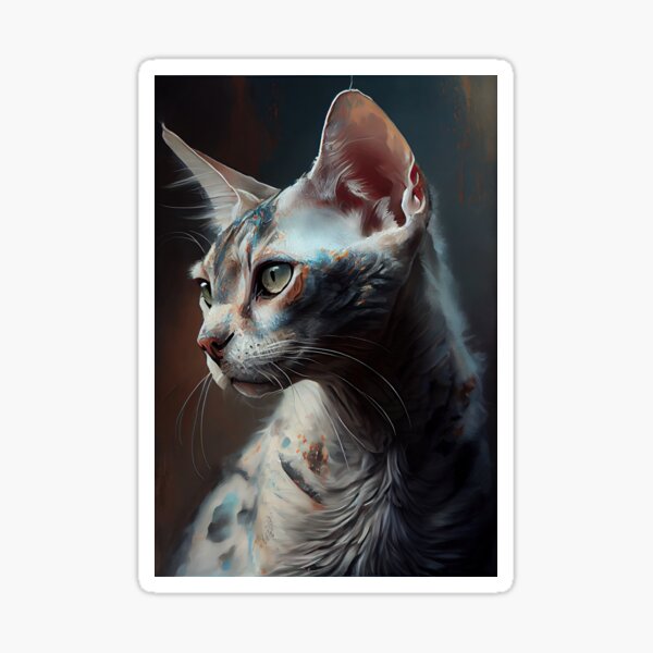 "Devon Rex Cat - Oil paint" Sticker for Sale by ABArtByAlexST | Redbubble