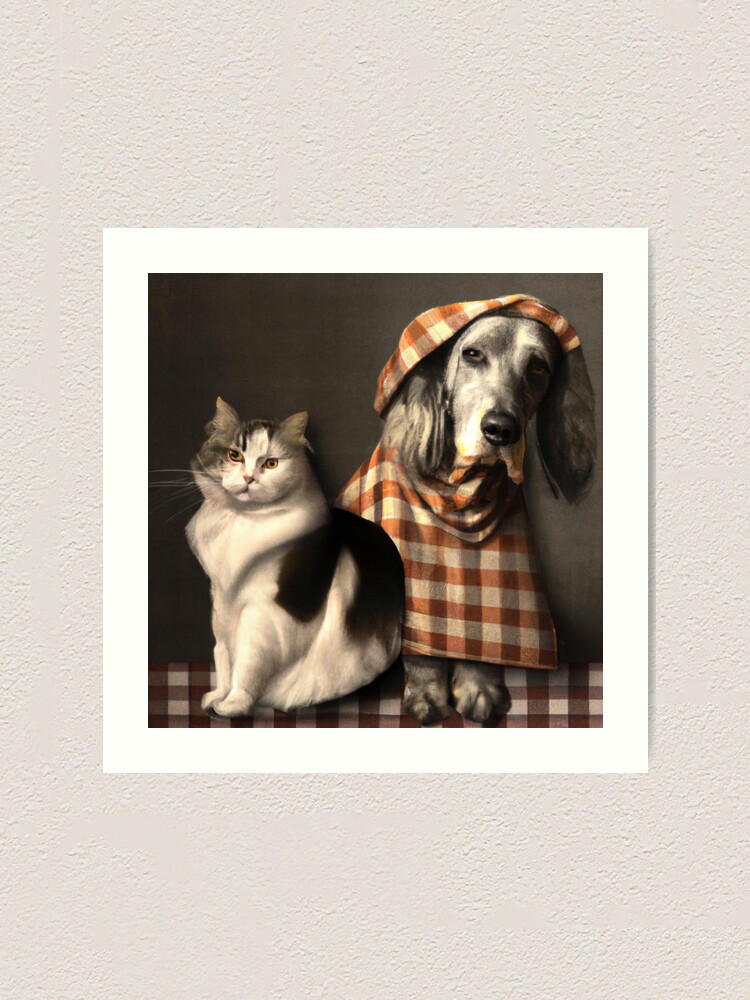 "Gingham Dog and Calico Cat in style of Rembrandt (AI Generated Art ...