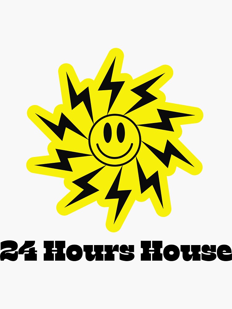 "24 Hours House music Electric Smiley face" Sticker for Sale by ...