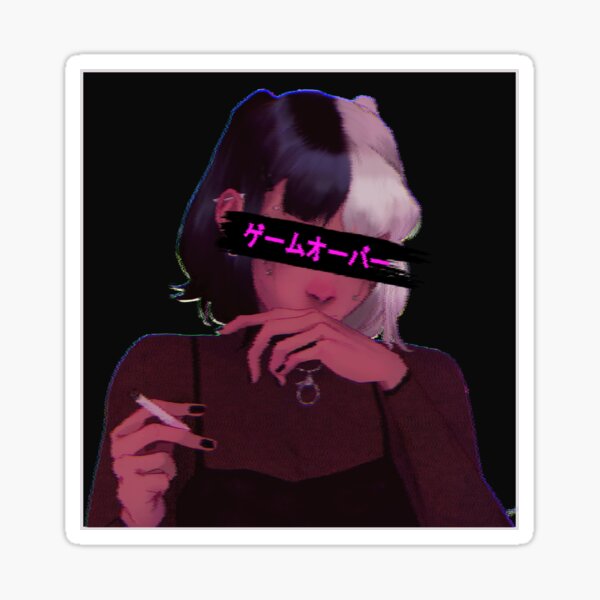 ""Game Over" - japanese anime glitch aesthetic" Sticker for Sale by ...