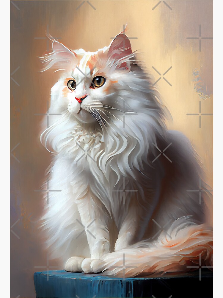 "Turkish Angora Cat- Oil paint" Sticker for Sale by ABArtByAlexST ...