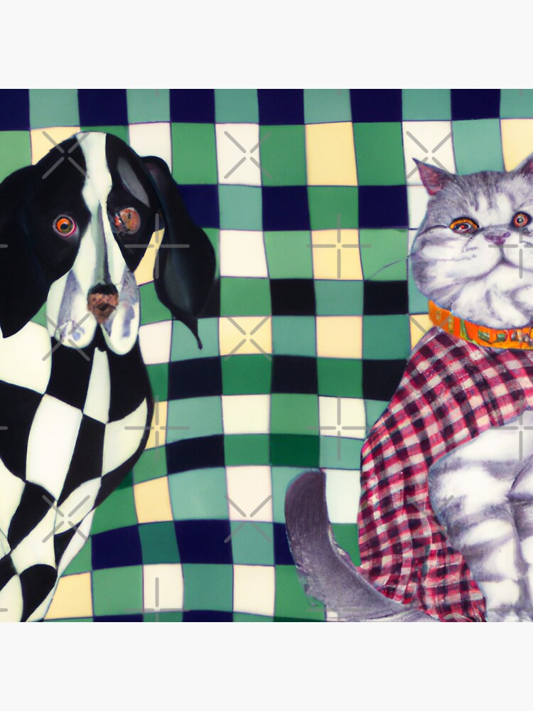 "Gingham Dog and Calico Cat in Modern Artist style (AI Generated Art ...