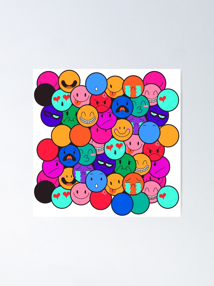 "Cute Emoji Faces | Happy Face | Angy Face - C4" Poster for Sale by Art ...