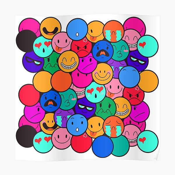 "Cute Emoji Faces | Happy Face | Angy Face - C4" Poster for Sale by Art ...