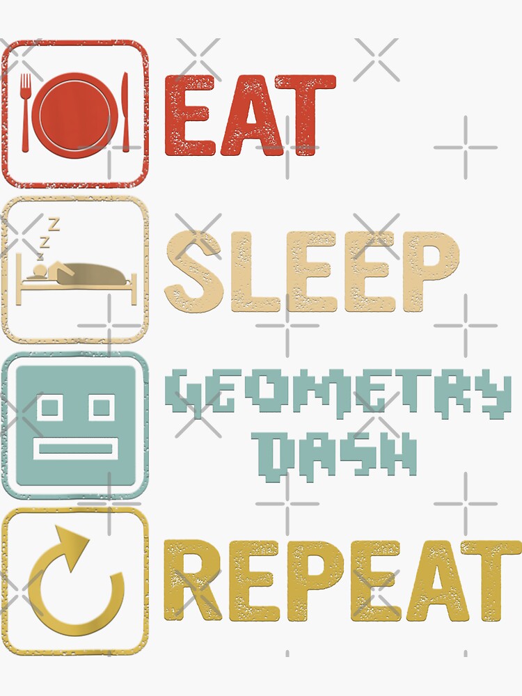 "funny eat sleep geometry dash repeat retro vintage, geometry dash Dad ...