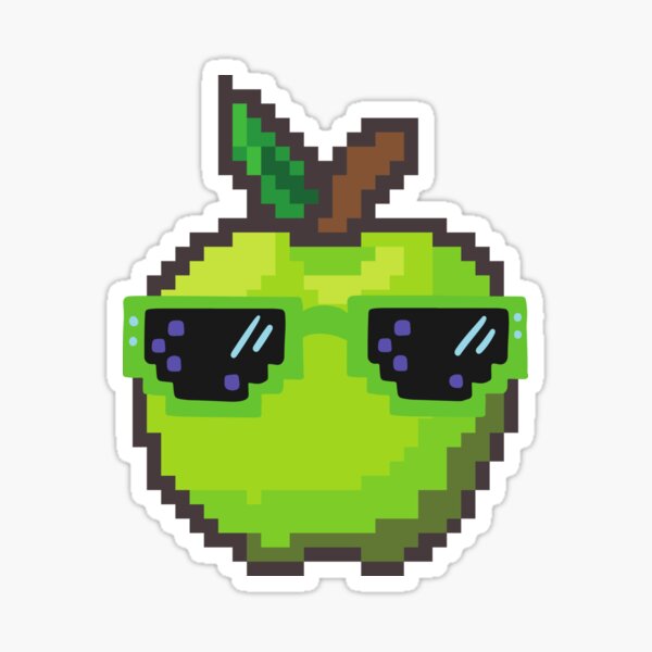 "Pixel Green Apple" Sticker for Sale by MuchY1 | Redbubble