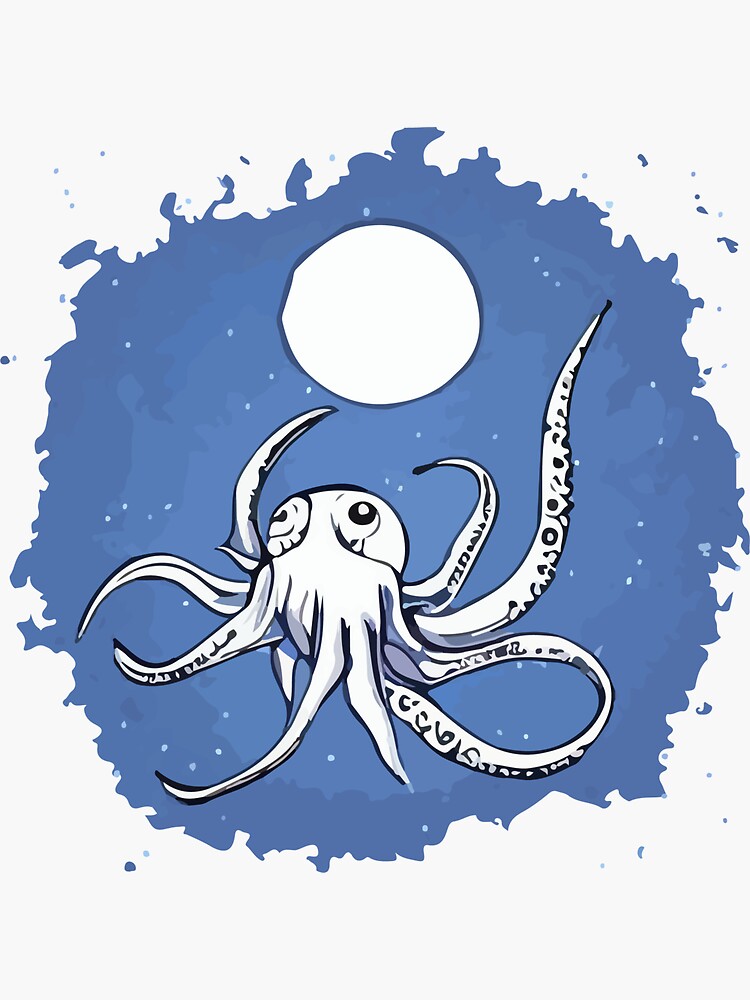 "Octopus Moon Lover" Sticker for Sale by BearCrafts | Redbubble