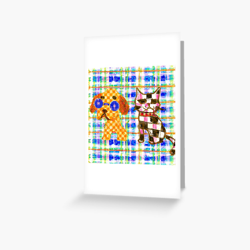 "Gingham Dog and Calico Cat in Painted Cartoon Style (AI Generated Art ...