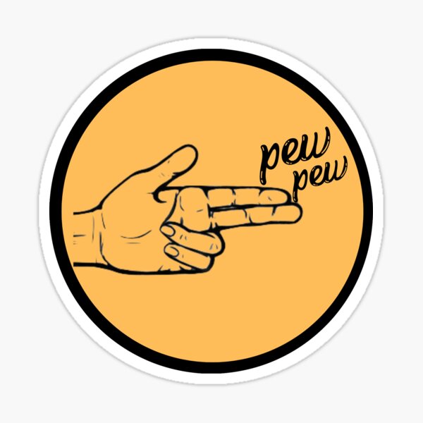"Pew Pew round classic logo" Sticker for Sale by LeddsoDello | Redbubble