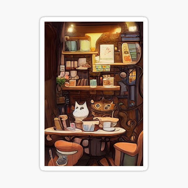 "Cozy Cat Cafe" Sticker for Sale by rudekitten | Redbubble