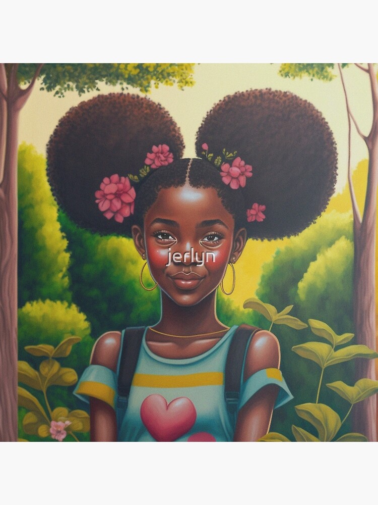 "Girl with Afro Puffs" Poster for Sale by jerlyn | Redbubble