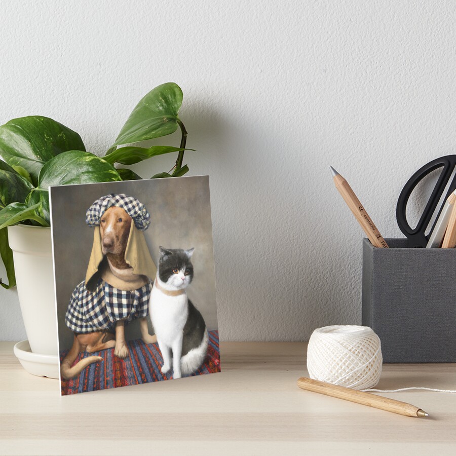 "Gingham Dog and Calico Cat in style of Jan Van Eck (AI Generated Art ...