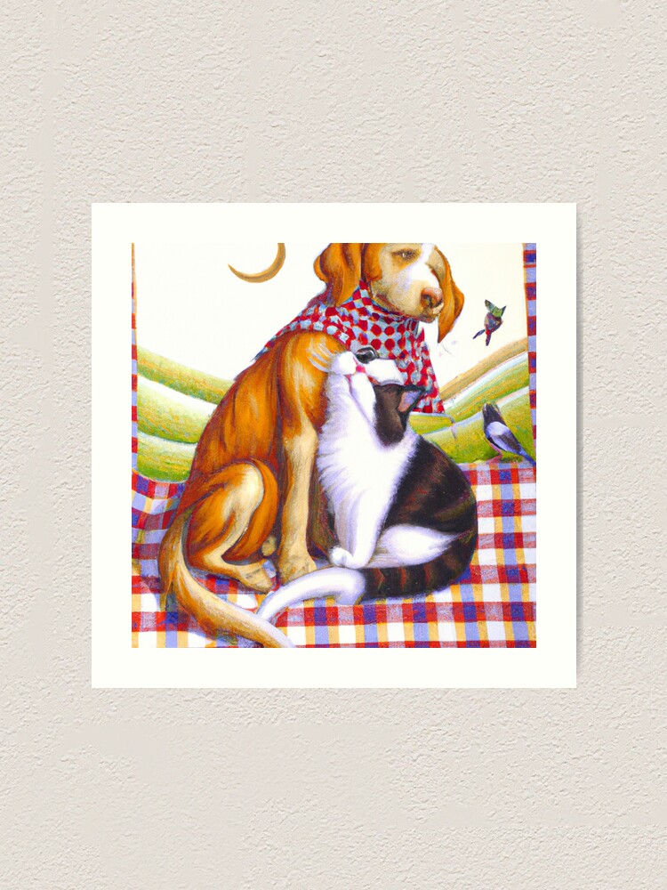 "Gingham Dog and Calico Cat in style of Giotto (AI Generated Art)" Art ...