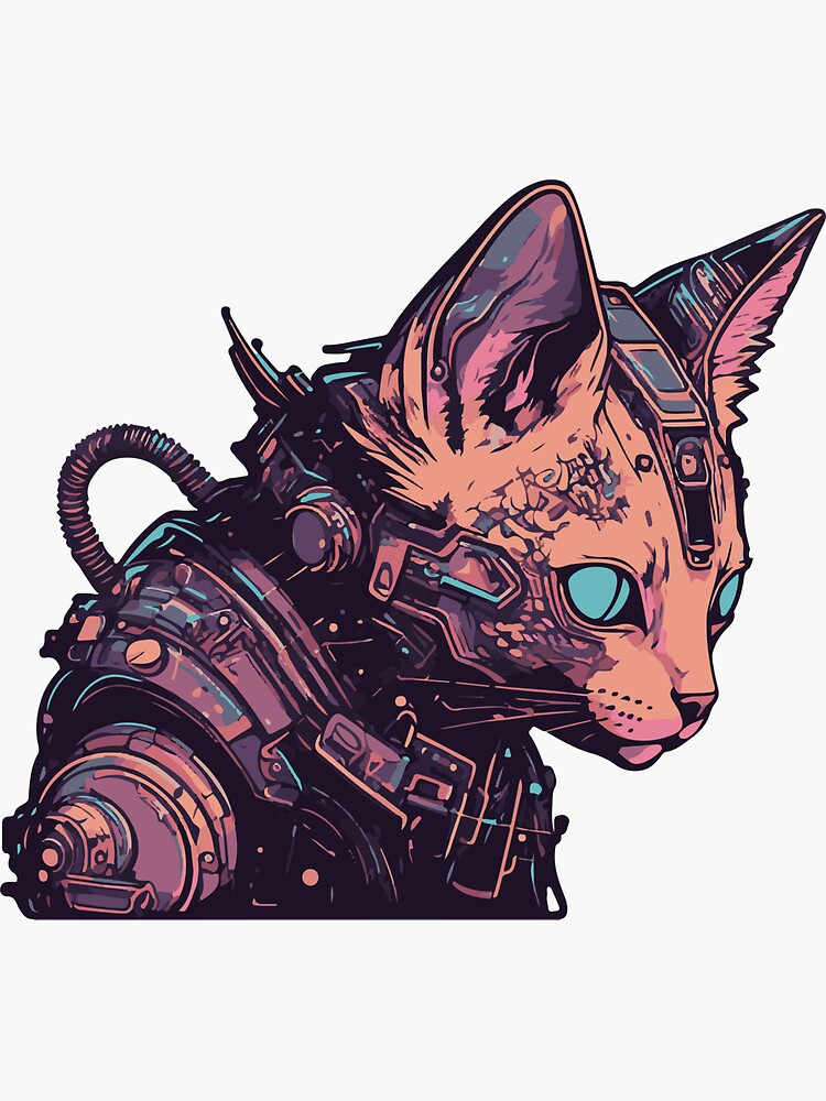 "Cyborg Cat" Sticker for Sale by fantasy-cats | Redbubble