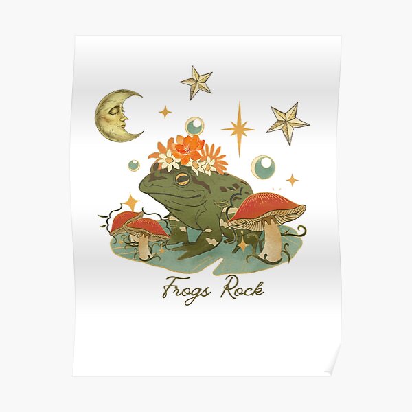 "Frogs Rock Retro with Mushrooms" Poster for Sale by ARTGIRLANGI ...