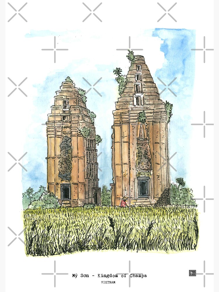 "My Son Kingdom of Champa Vietnam Illustration" Sticker for Sale by ...