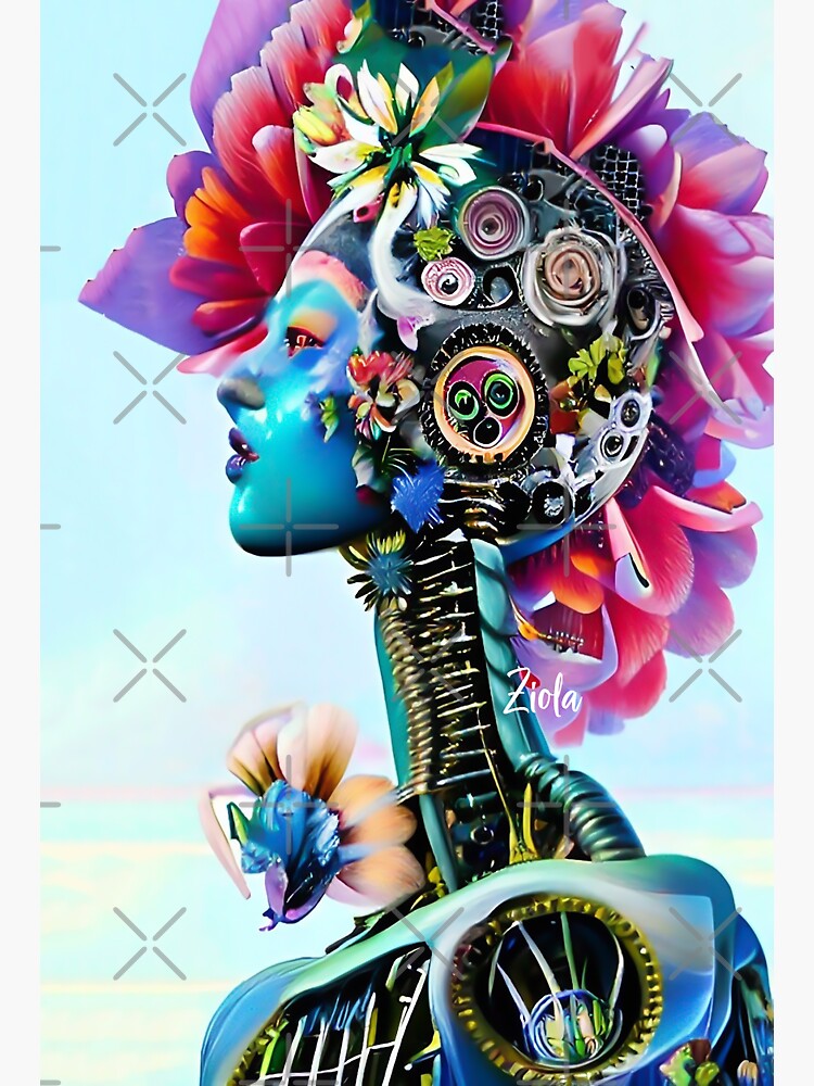 " Surreal Cyborg Flower Cyber Girl Android Cute Robot" Sticker for Sale ...