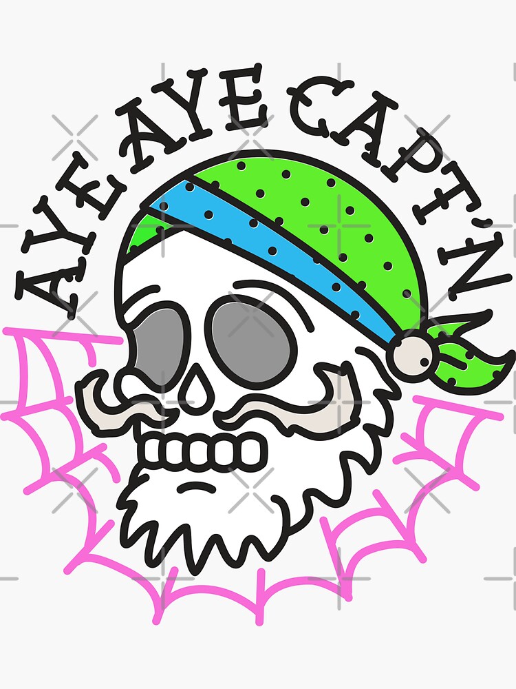 "Funny Vintage pirate print Aye Aye Captain" Sticker for Sale by ...