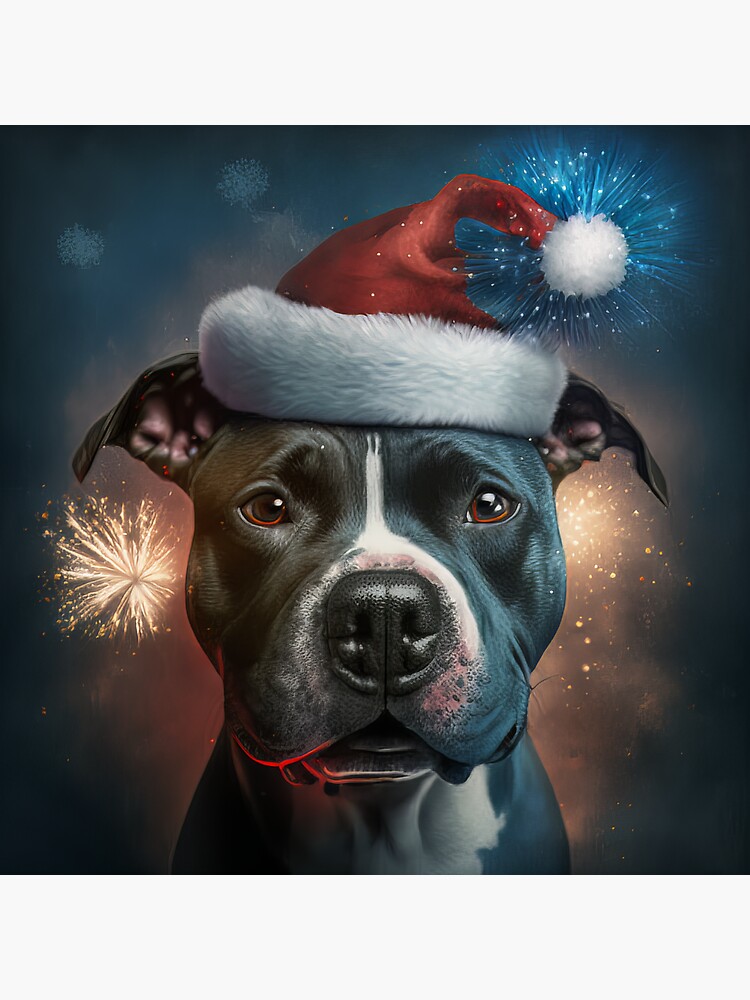 "Amstaff blue with Santa hat" Sticker for Sale by MotivStyle | Redbubble