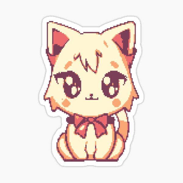 Cute Cat Pixel Art Sticker For Sale By Leandrosousa Redbubble