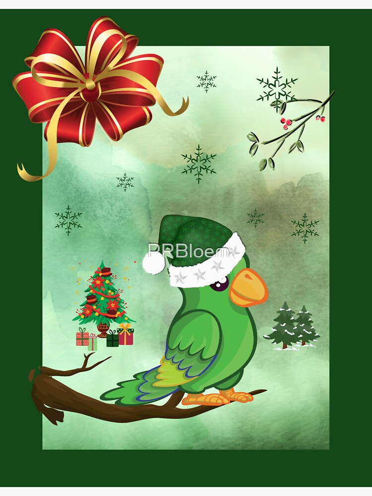"Christmas Bird with Green Santa Hat" Sticker for Sale by PRBloem ...