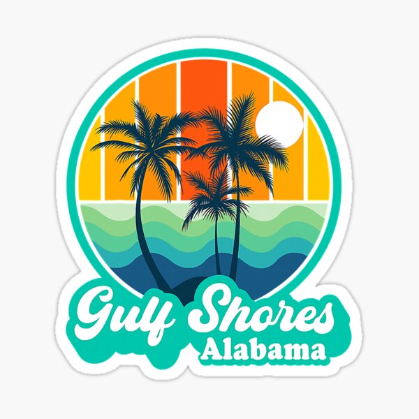 "Vintage Gulf Shores Alabama Summer Vacation Beach Souvenirs" Sticker ...