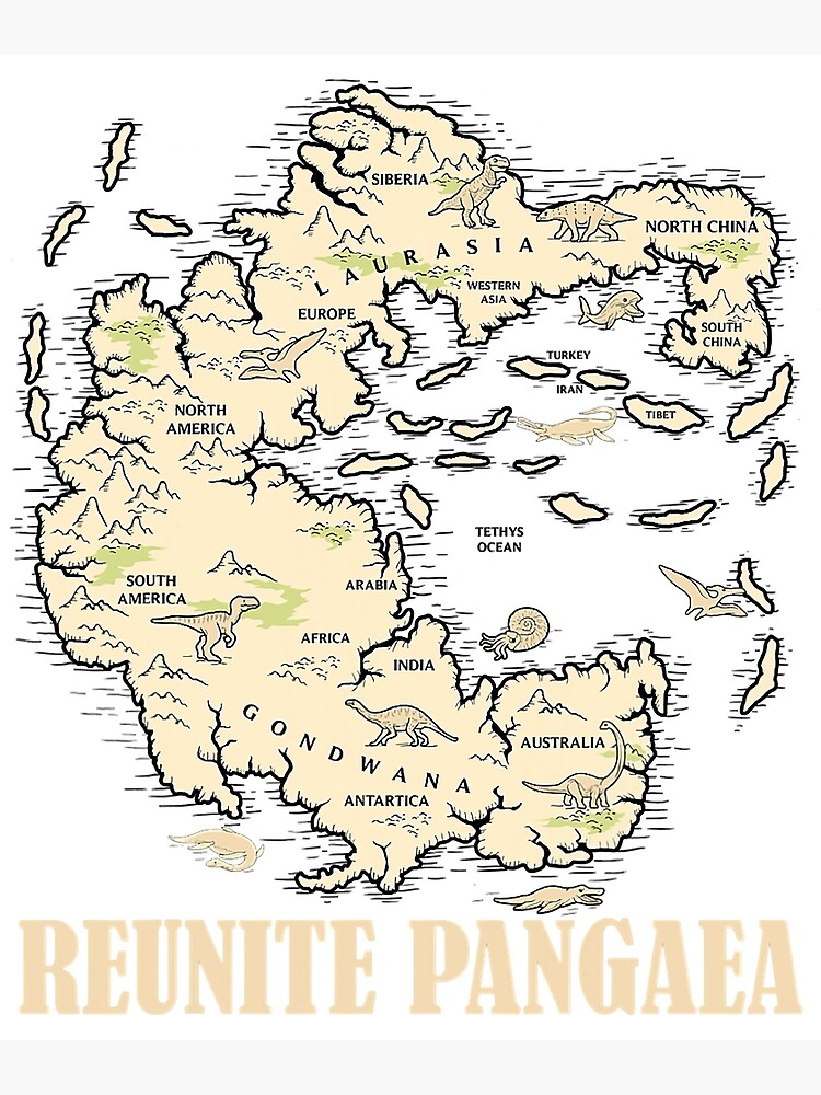 Reunite Pangaea World map History Funny Geology Earth Premium Matte ...