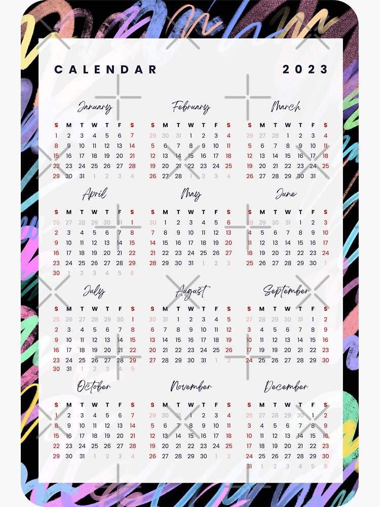 "Calendar 2023. Year 2023 calendar. New year calendar Sticker" Sticker ...