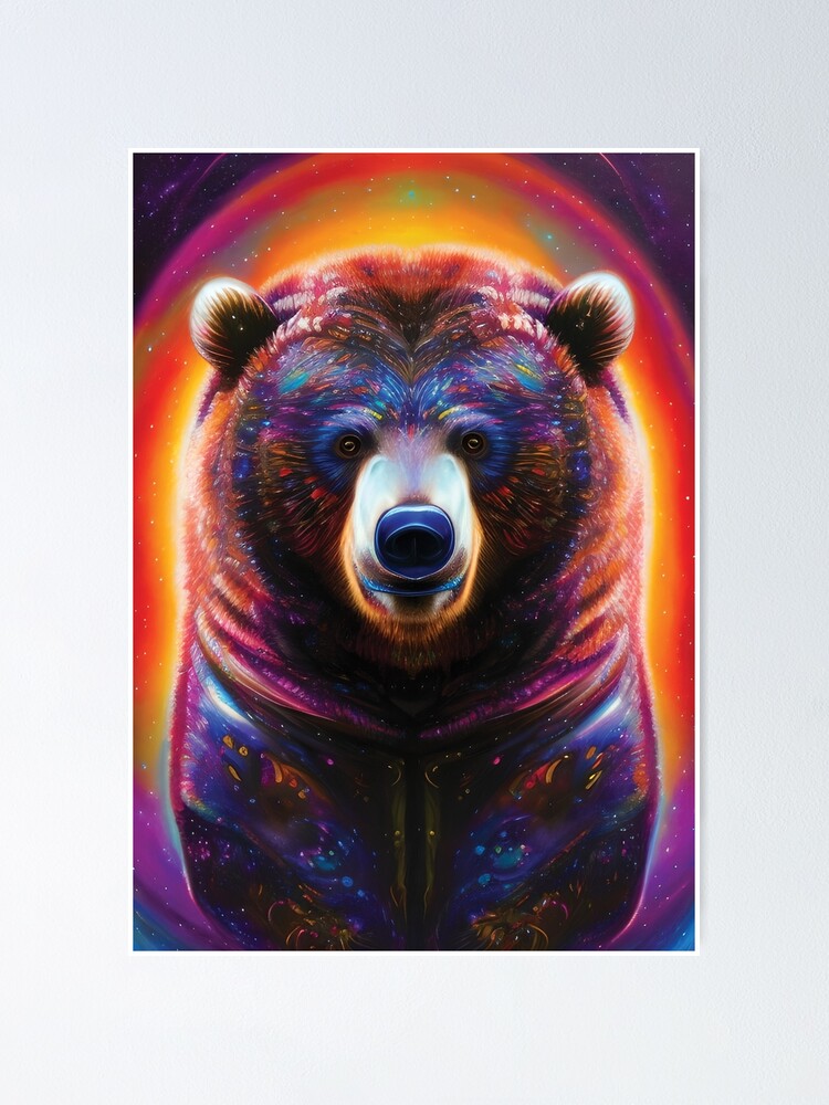 Póster «Arte colorido del oso | Oso cósmico | Hermosa obra de arte ...