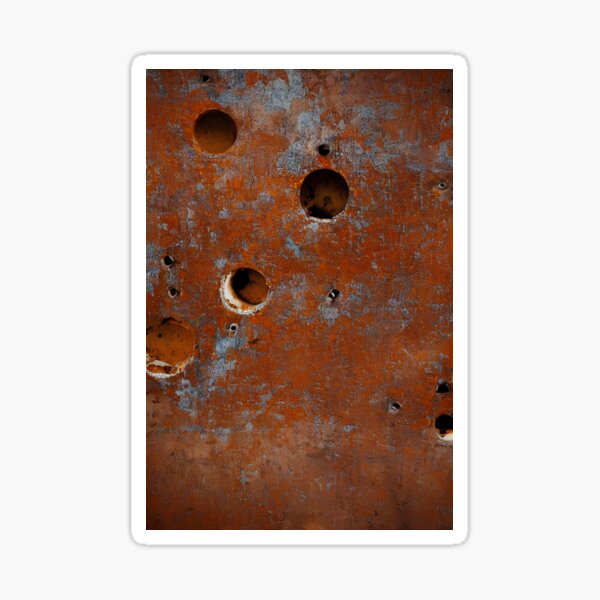 "Bullet holes in industrial rusty metal surface wallpaper" Sticker for ...