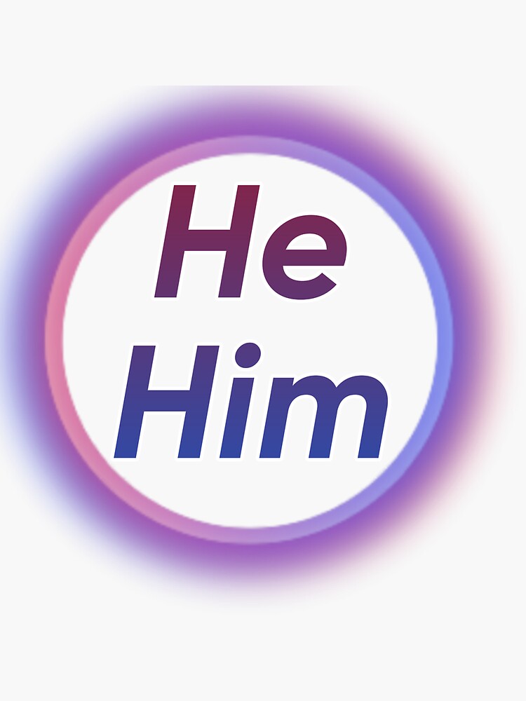 "Faded navy and marron circle pronouns his him" Sticker for Sale by ...