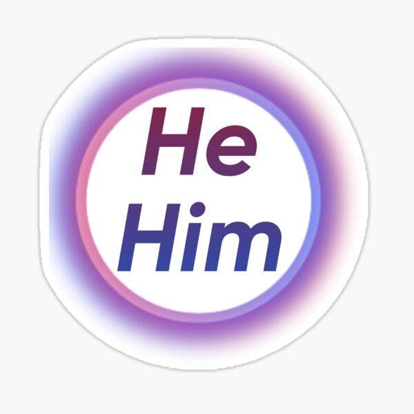 "Faded navy and marron circle pronouns his him" Sticker for Sale by ...