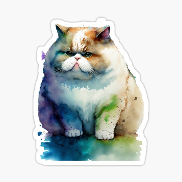 "Chonk cat watercolor 03" Sticker for Sale by printiesart | Redbubble