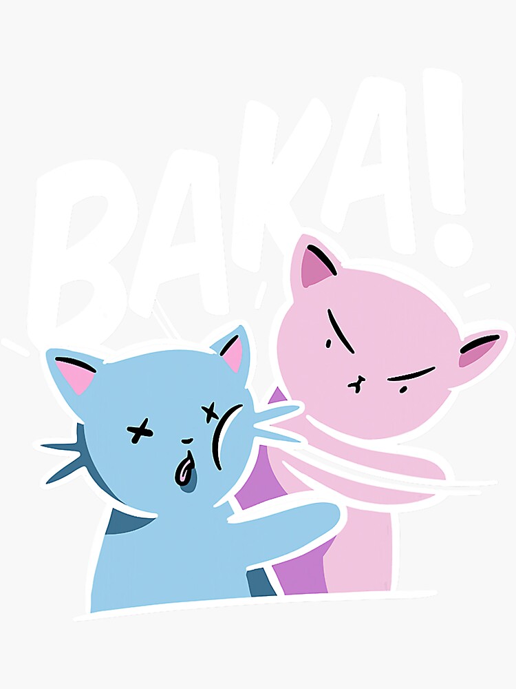 "Baka Anime Cat Slap Baka Japanese Cat " Sticker for Sale by ...