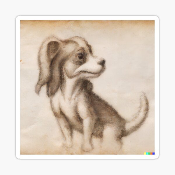 "Cute dog on a pergament" Sticker for Sale by Nicolas-T | Redbubble