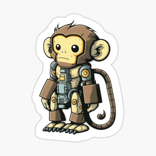 "Cool Robot Monkey CyberMonkey" Sticker for Sale by allysmar | Redbubble
