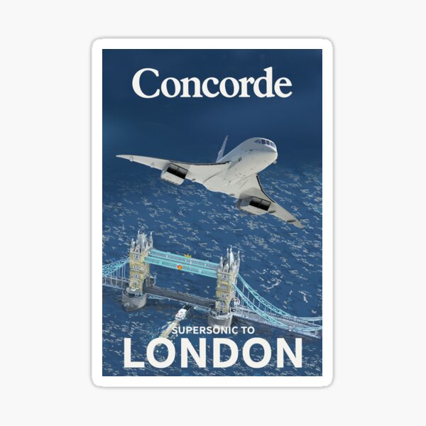 "Concorde to London supersonic" Sticker for Sale by Speedbirddesign ...