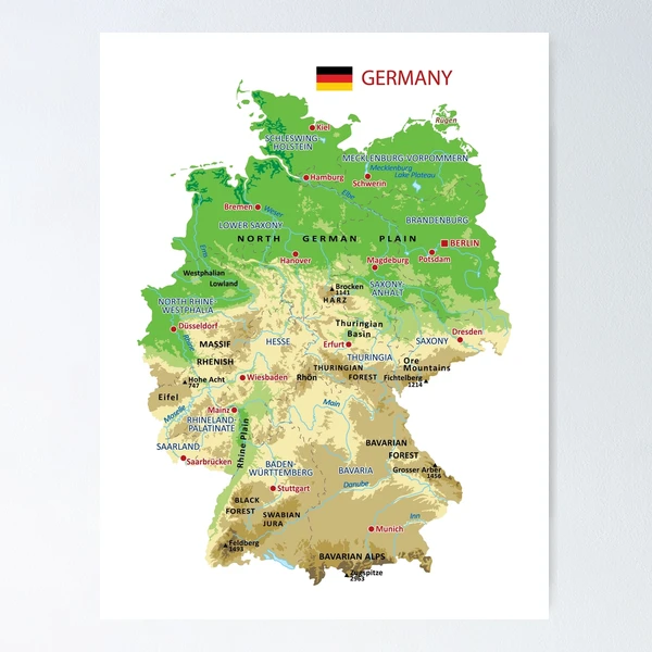 Detailed Physical Map Of Germany