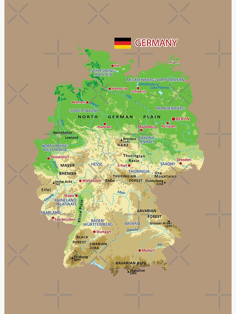 Detailed Physical Map Of Germany