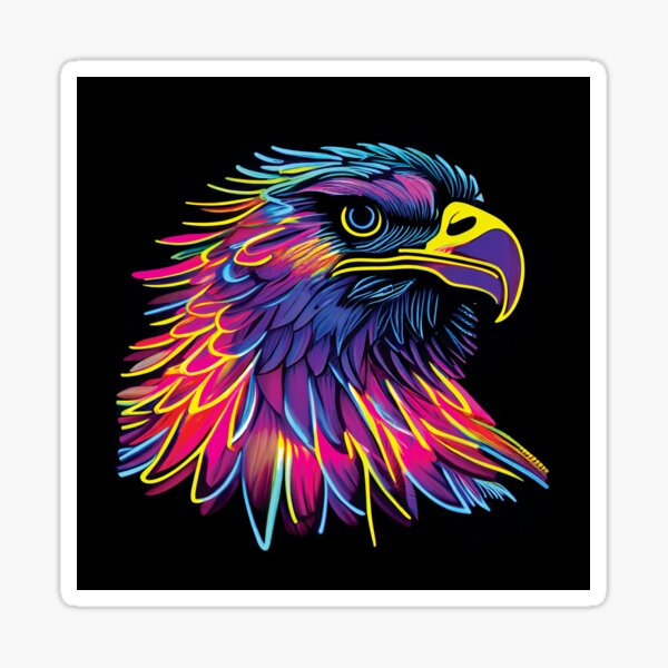 "Bald Eagle in Luminous Rainbow Colours" Sticker for Sale by ...
