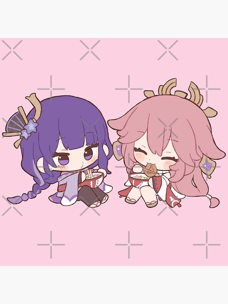 "Raiden Yae Miko ramen Chibi Kawaii Genshin Impact" Art Print for Sale by Sara2806 | Redbubble