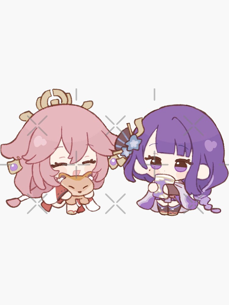 "Raiden Yae Miko Chibi Kawaii Genshin Impact" Sticker for Sale by Sara2806 | Redbubble